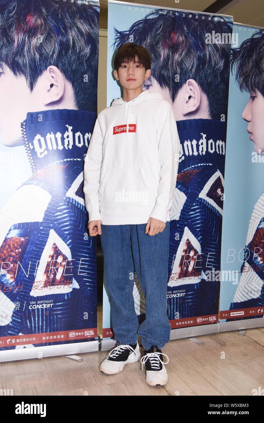 Roy Wang Yuan of Chinese boy group TFBoys poses before his 18th ...