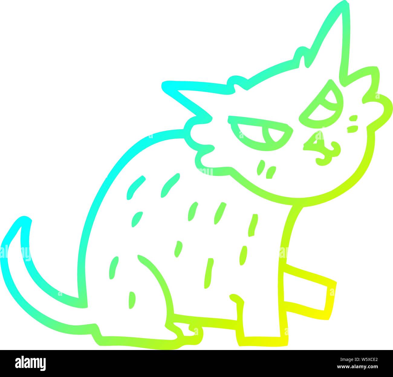 cold gradient line drawing of a cartoon ginger cat Stock Vector Image ...