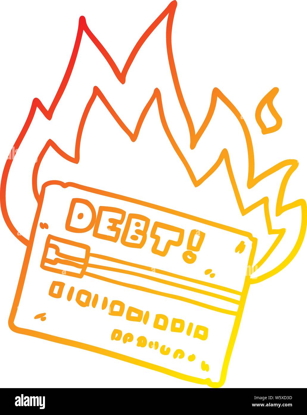 warm gradient line drawing of a burning credit card cartoon Stock ...