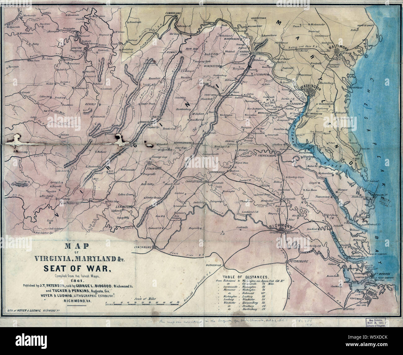 Civil War Maps 1019 Map of Virginia Maryland c seat of war compiled ...