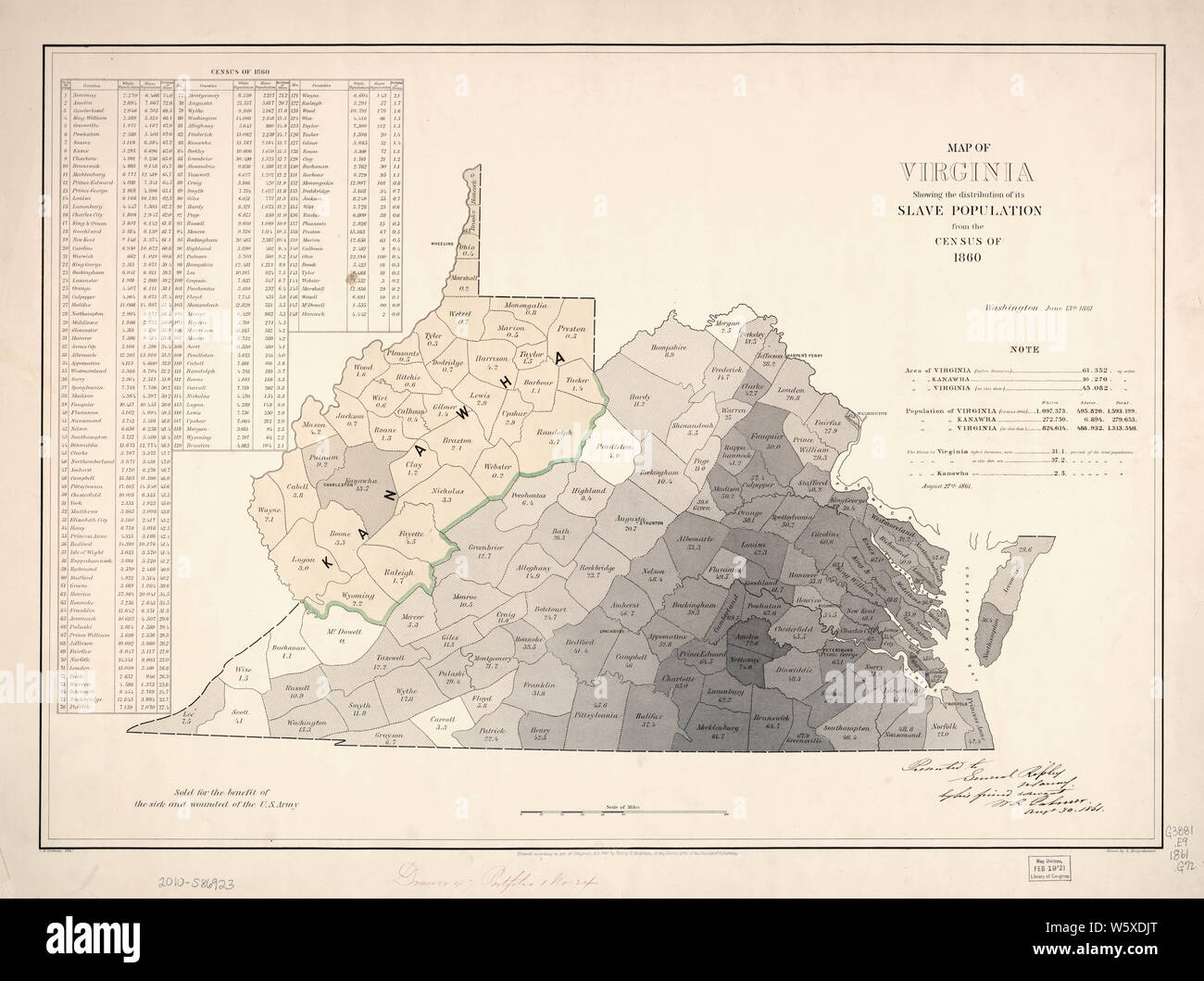 Civil War Maps 1021 Map of Virginia showing the distribution of its ...