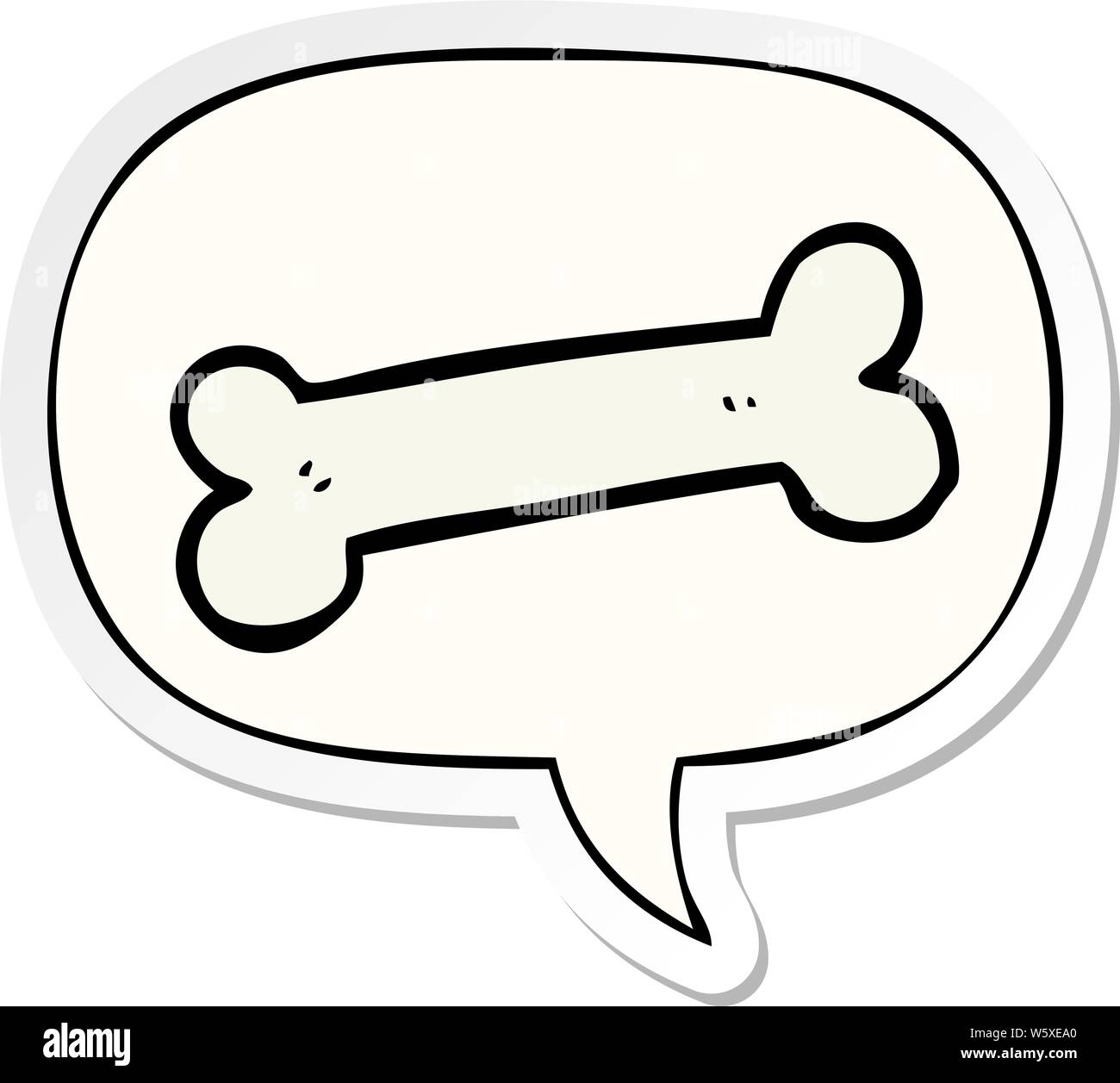 cartoon bone with speech bubble sticker Stock Vector Image & Art - Alamy