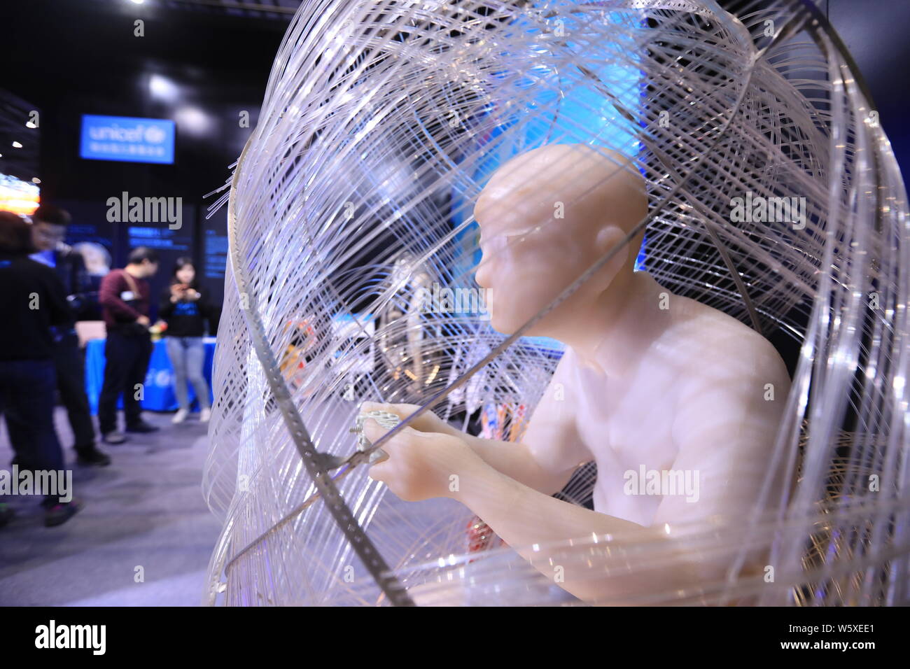 The "Cyber Cocoon Kids" art installation presented by UNICEF China is ...