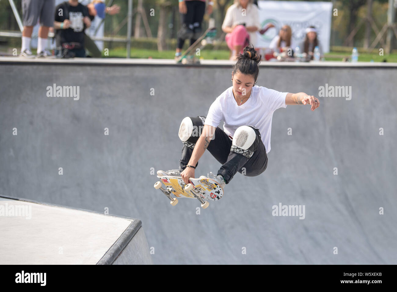 A player takes part in a training session ahead of the 2018 World Skate ...