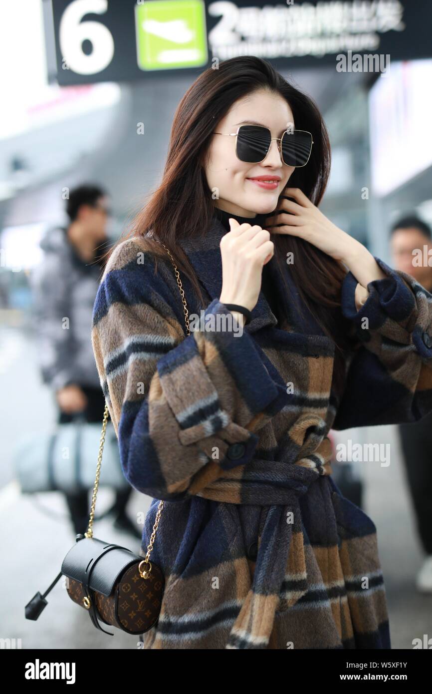 Chinese supermodel He Sui arrives at the Shanghai Hongqiao ...