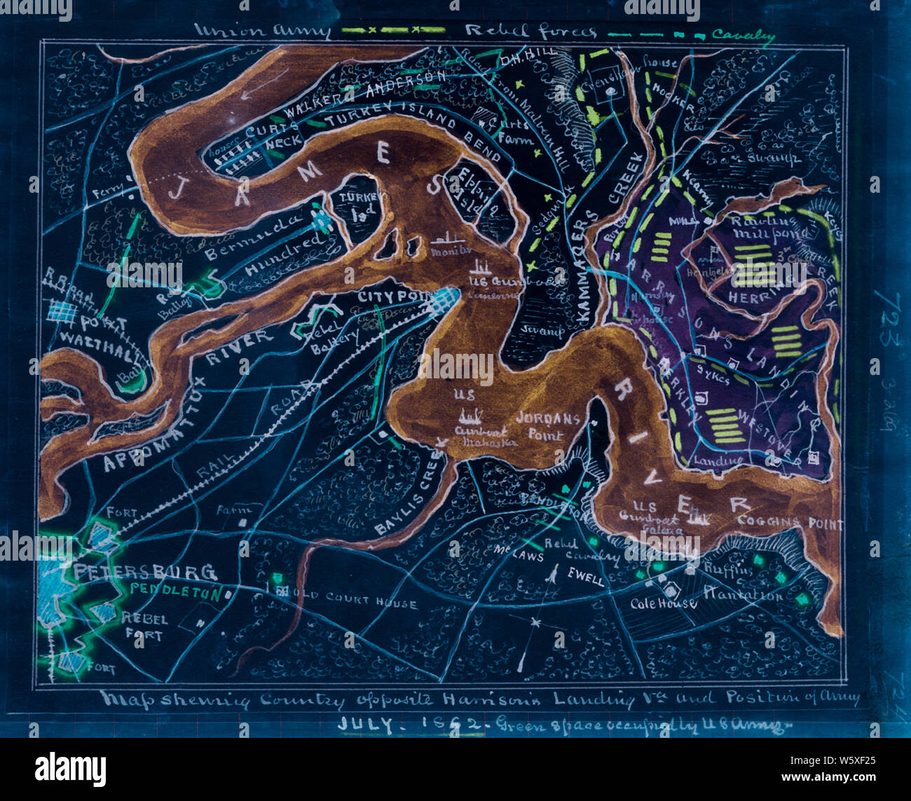 Civil War Maps 1035 Map shewing sic country opposite Harrison's Landing ...