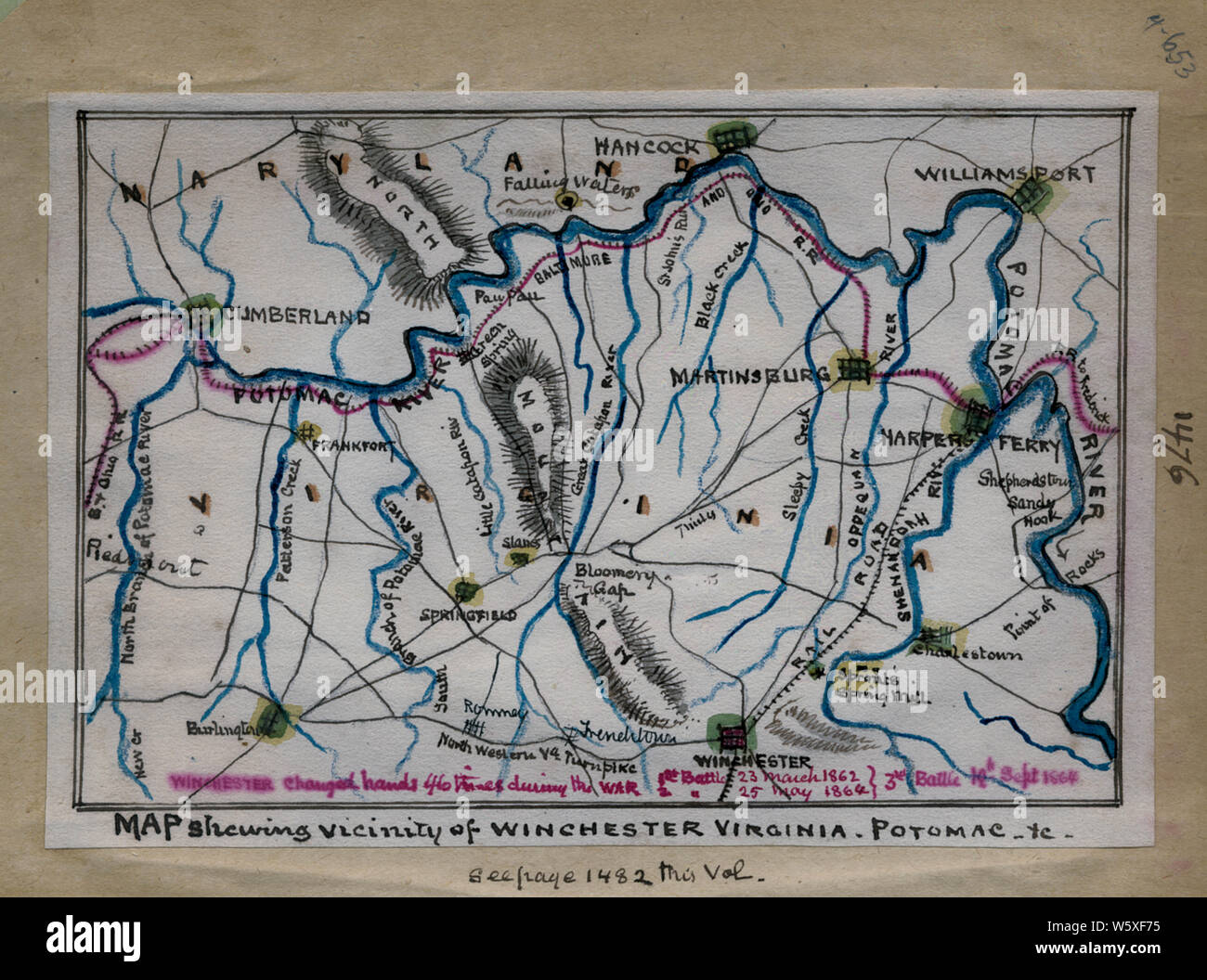 Civil War Maps 1042 Map shewing sic vicinity of Winchester Virginia ...