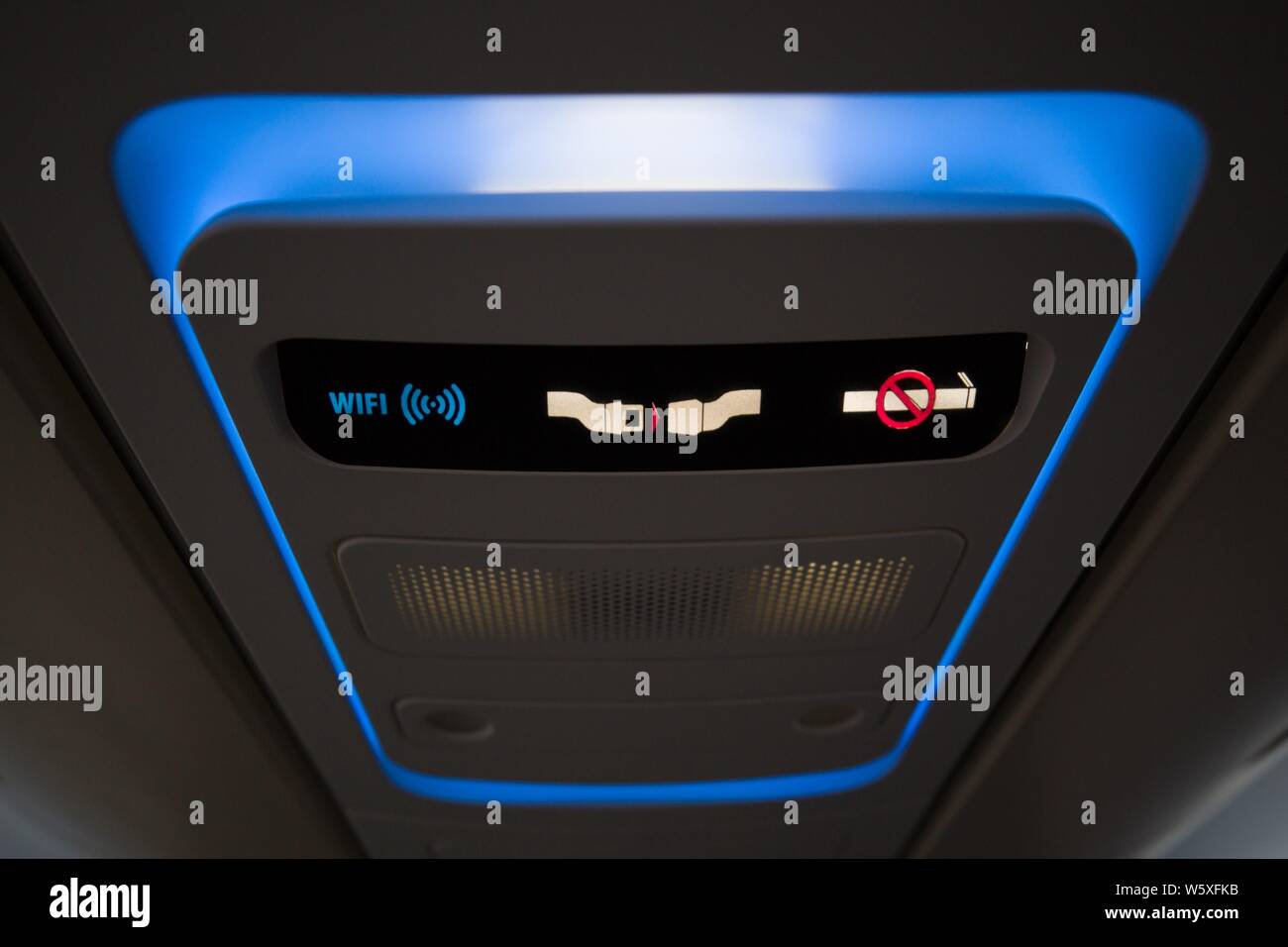 Interior view of a full-size mock-up of the CR929 widebody passenger ...