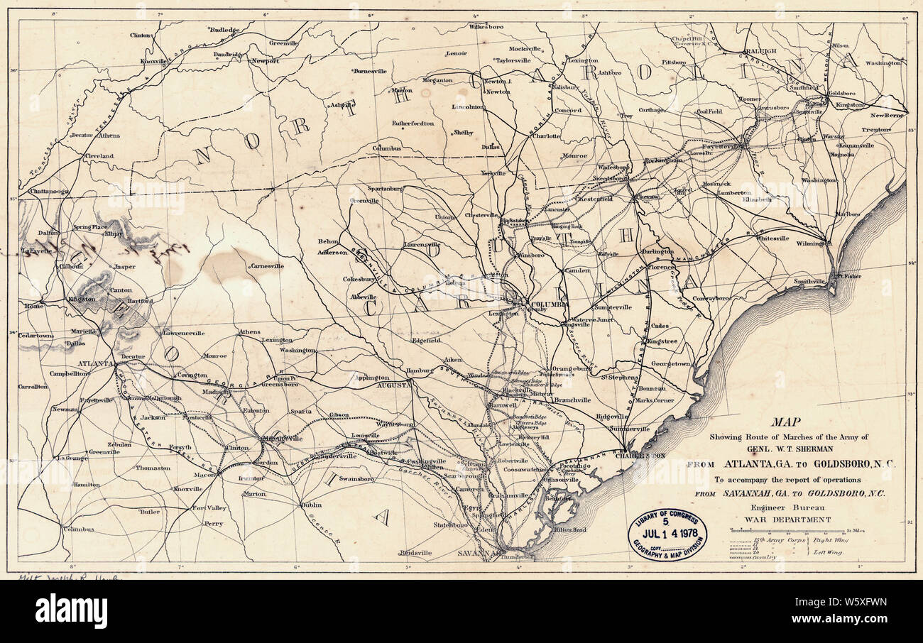 Civil War Maps 1055 Map showing route of marches of the army of Genl W ...