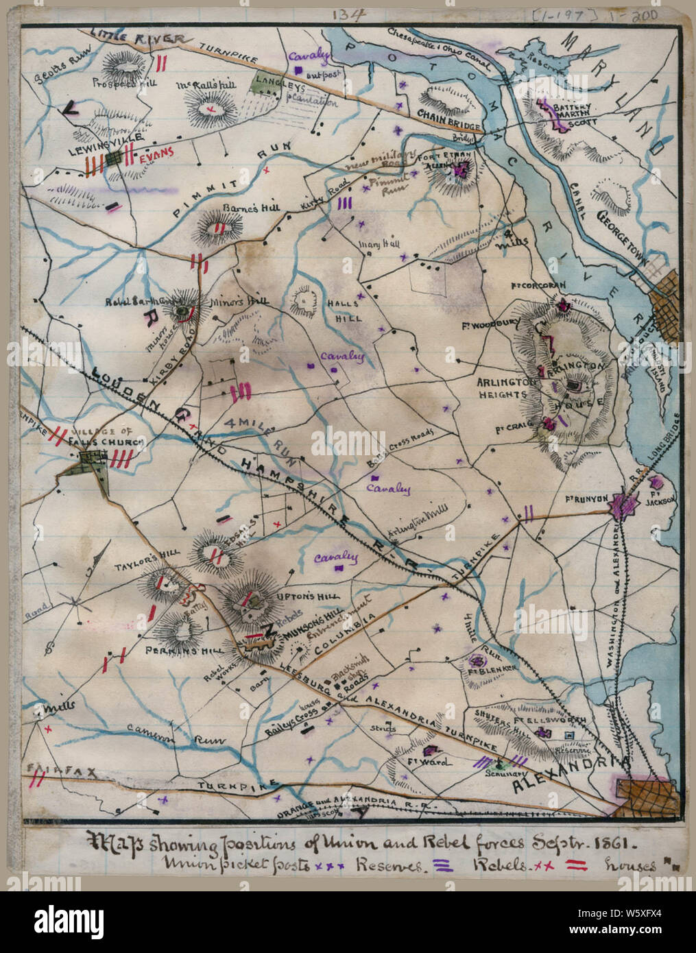 American civil war map 1861 hi-res stock photography and images - Alamy