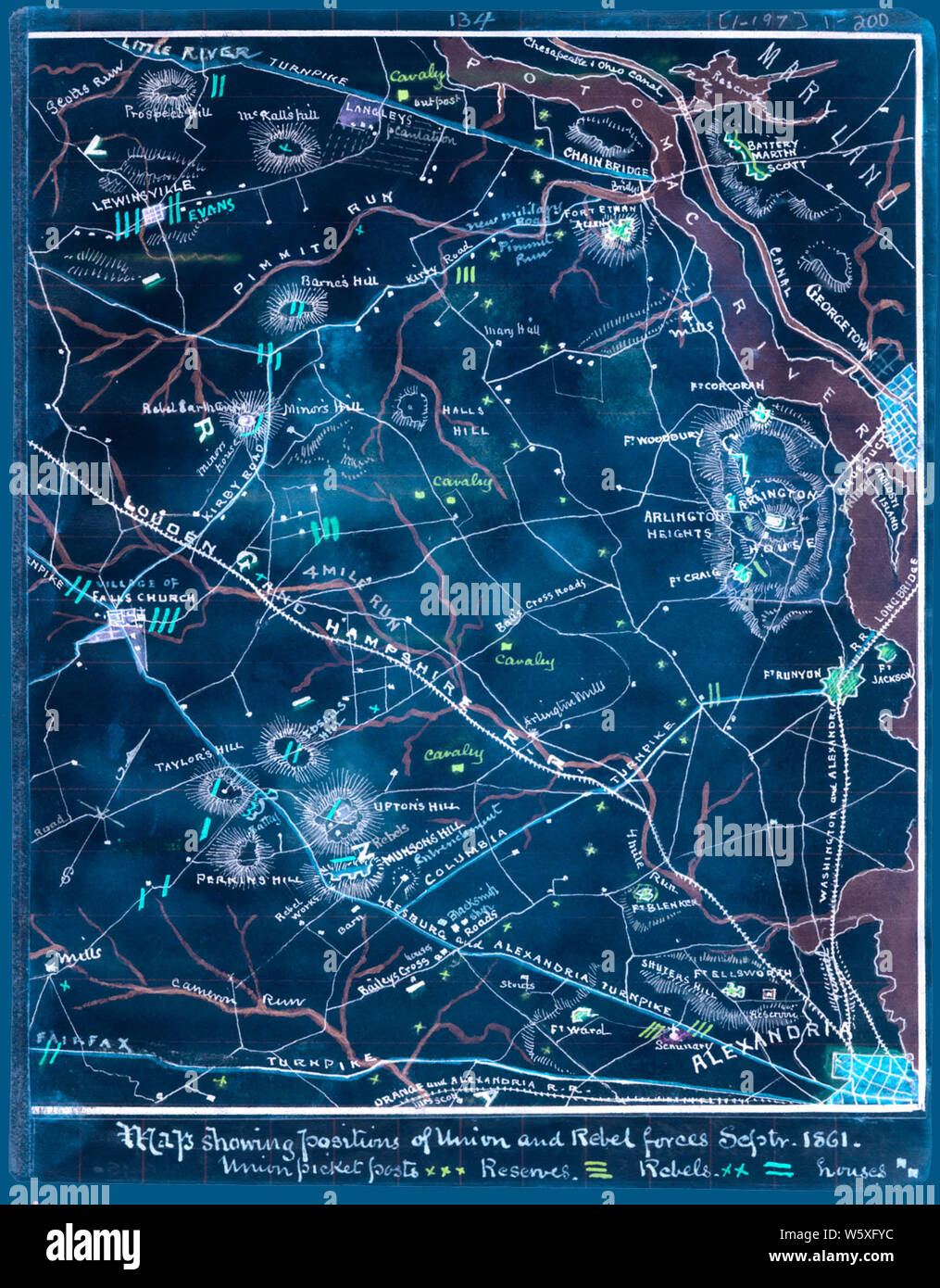 American civil war map 1861 hi-res stock photography and images - Alamy