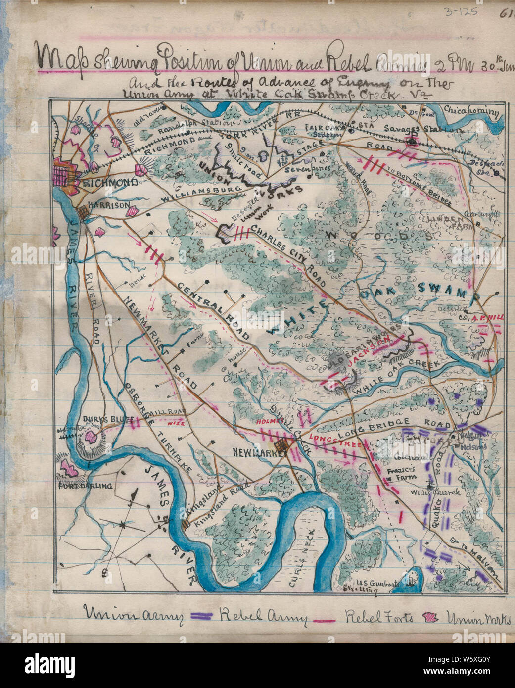 Civil War Maps 1052 Map showing position Union and Rebel armies 2 pm ...