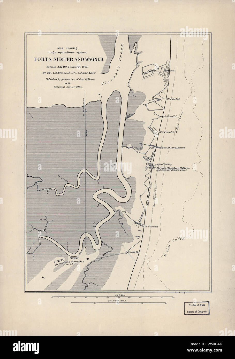 Civil War Maps 1059 Map showing siege operations against forts Sumter ...