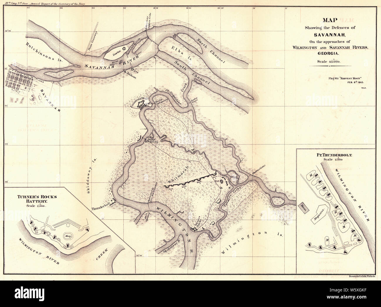 Civil War Maps 1067 Map showing the defences of Savannah on the ...