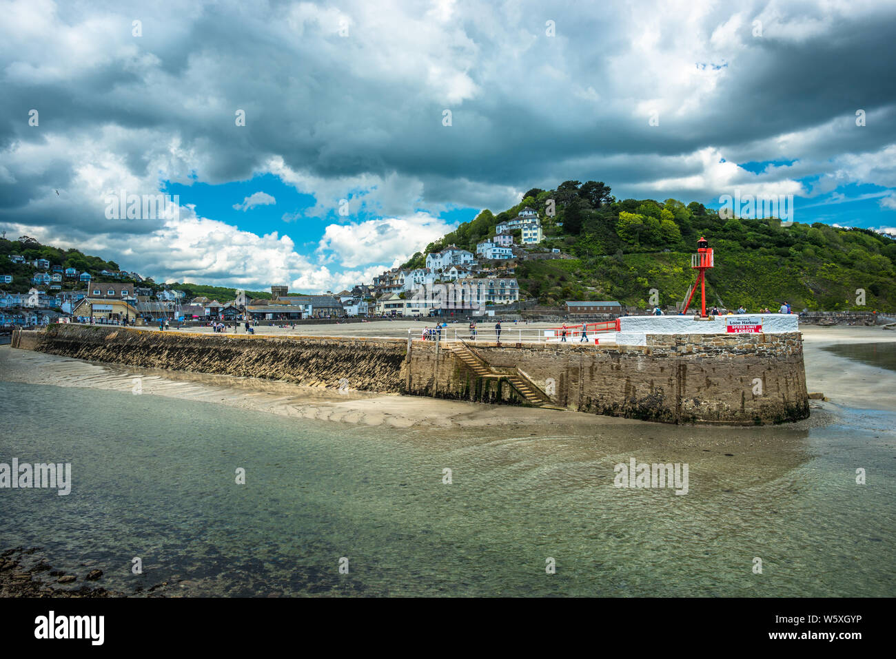 The Banjo Pier at the small coastal town of Looe in Cornwall, England ...