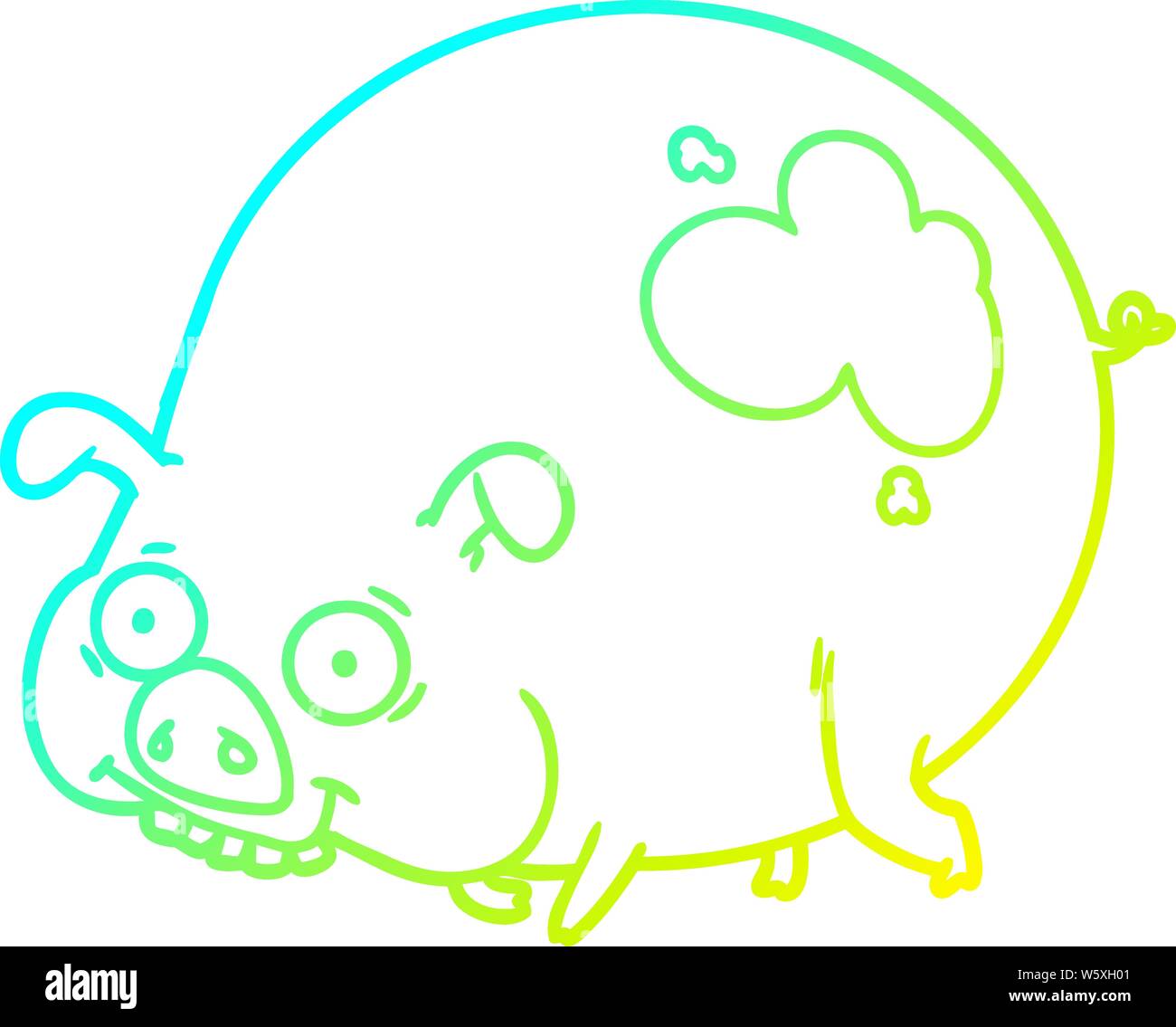 cold gradient line drawing of a cartoon muddy pig Stock Vector Image ...