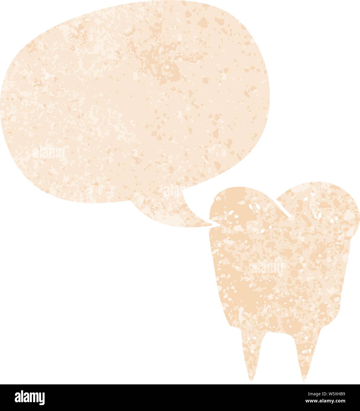 cartoon tooth with speech bubble in grunge distressed retro textured ...