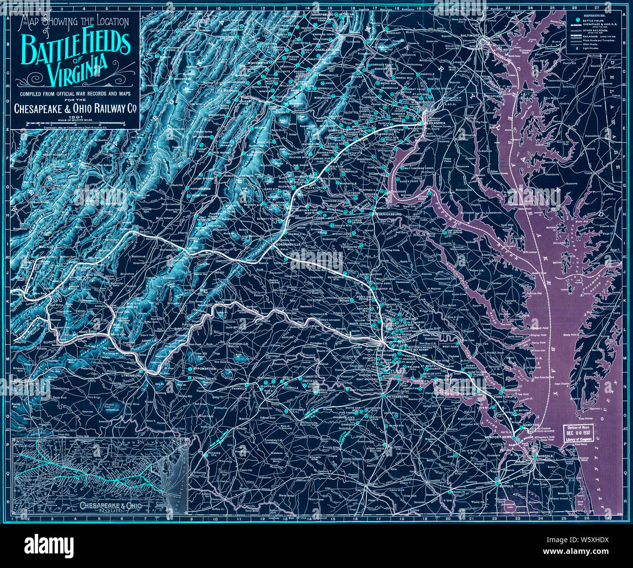Civil War Maps 1075 Map showing the location of battle fields of ...