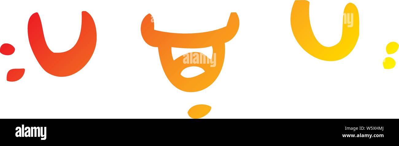 warm gradient line drawing of a happy cartoon face Stock Vector Image ...