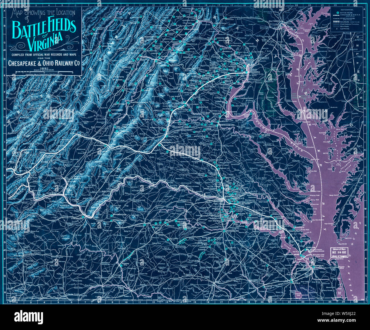 Civil War Maps 1077 Map showing the location of battle fields of ...