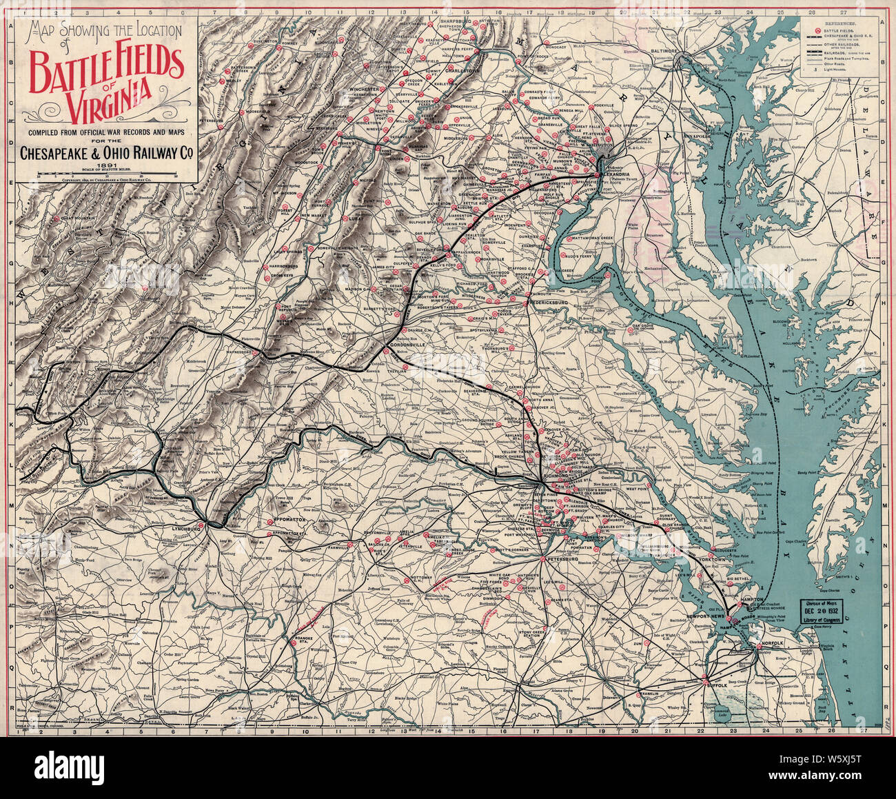Civil War Maps 1077 Map showing the location of battle fields of ...