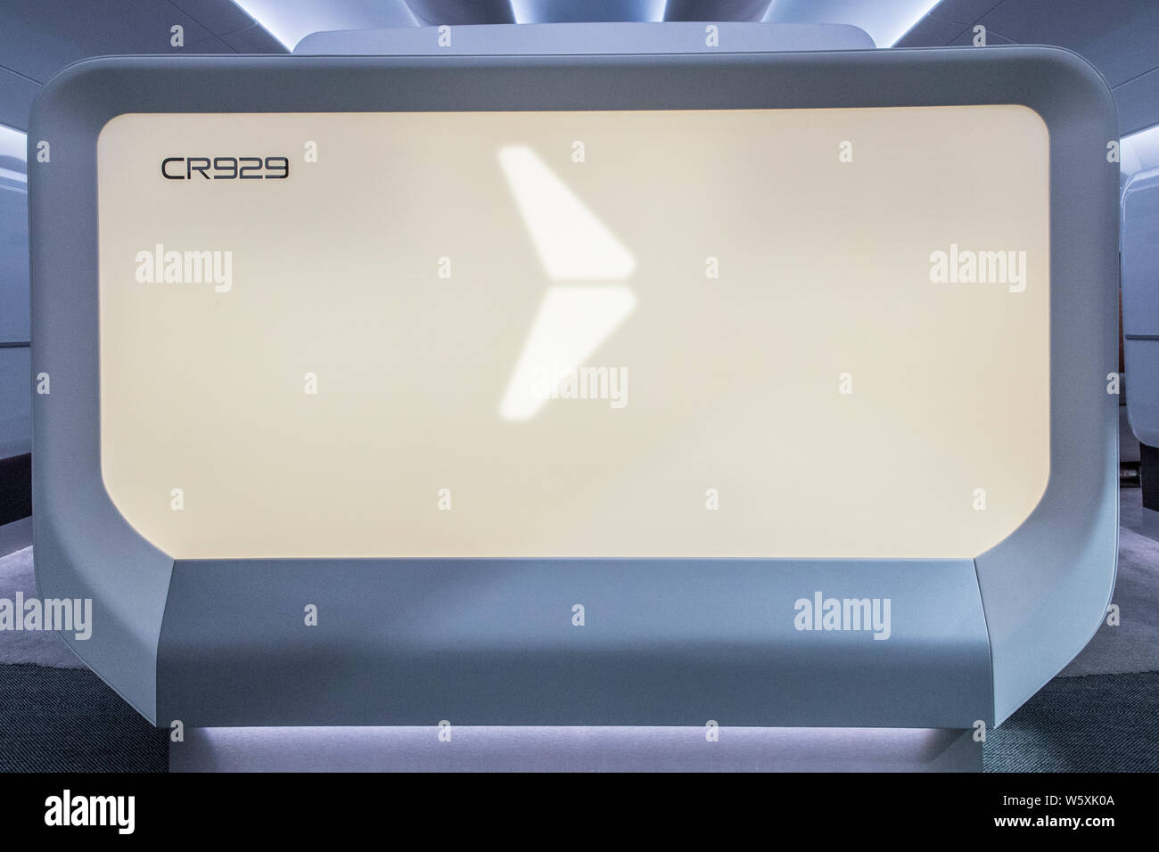 Interior view of a full-size mock-up of the CR929 widebody jet ...