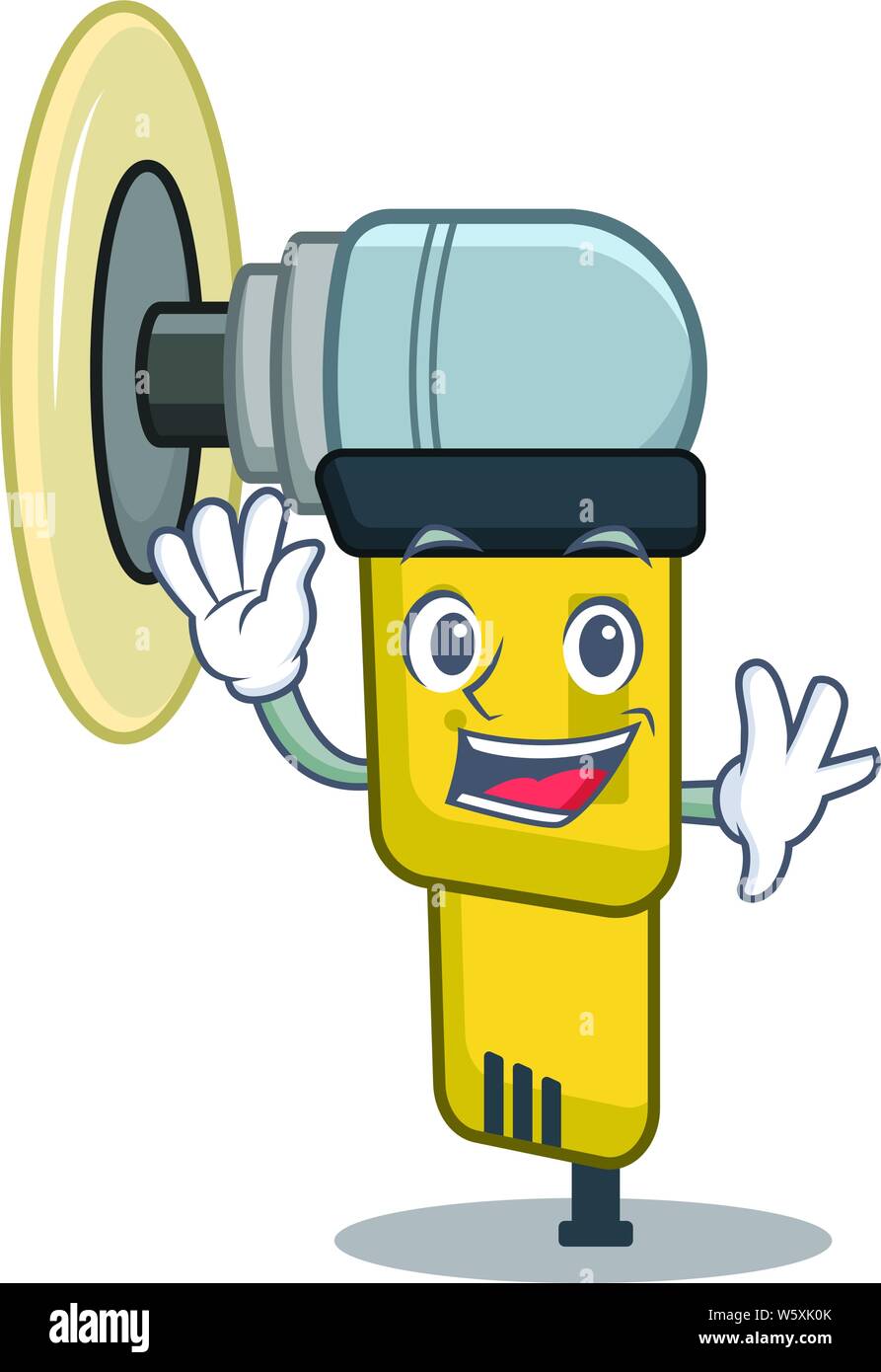 Waving pneumatic sander in a cartoon drawer vector illustration Stock ...