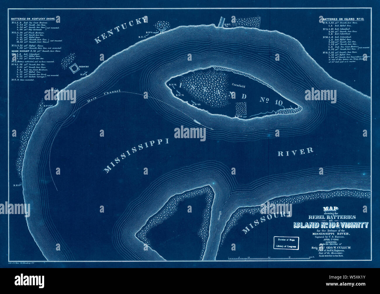 Civil War Maps 1093 Map showing the Rebel batteries at Island no 10 ...