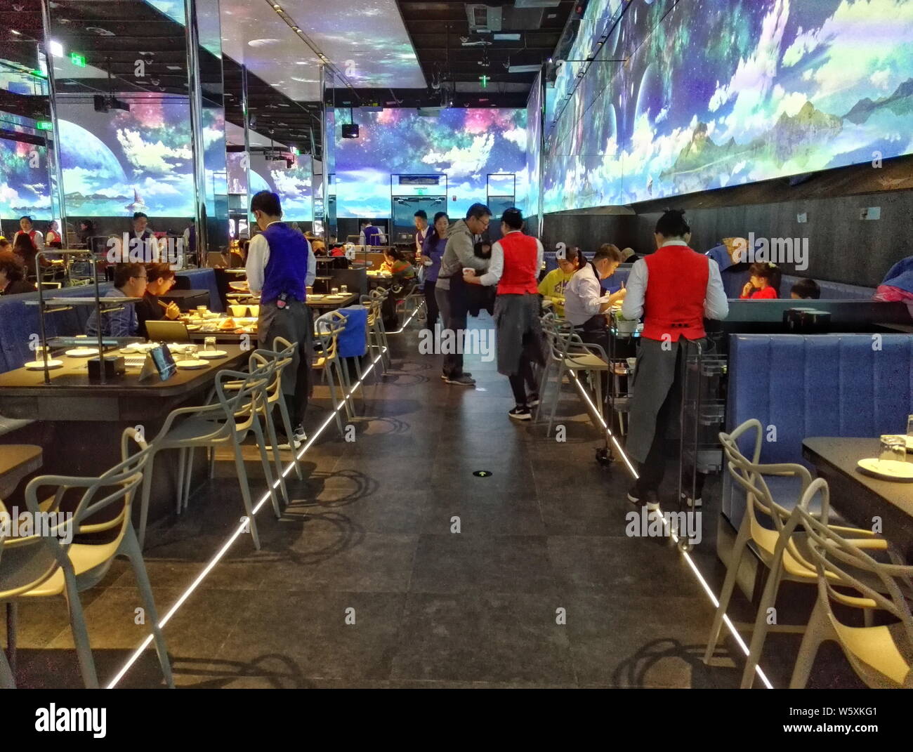 Interior view of the first AI-operated restaurant of Chinese hotpot ...