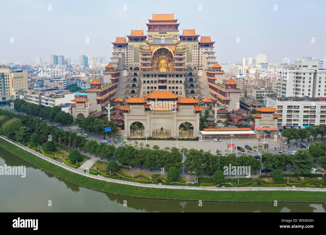 A view of the "Yun Tian Gong", known as Guangxi's "Potala Palace," with ...