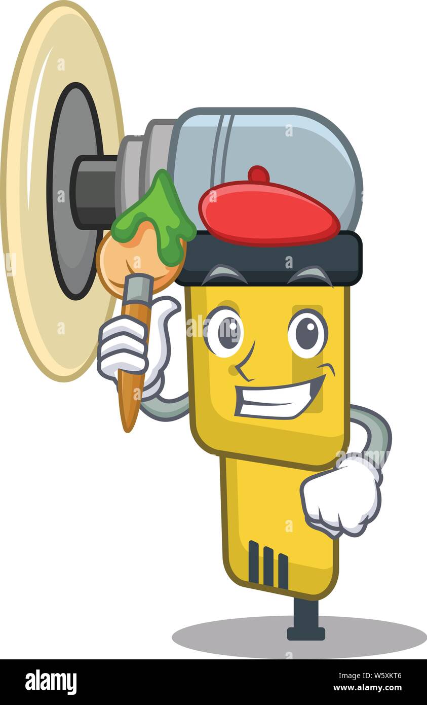 Artist pneumatic sander in the mascot shape vector illustration Stock ...