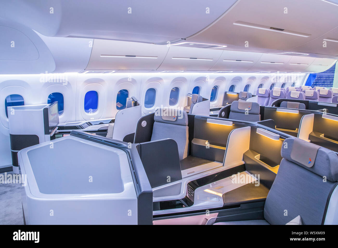 Interior view of a full-size mock-up of the CR929 widebody jet ...