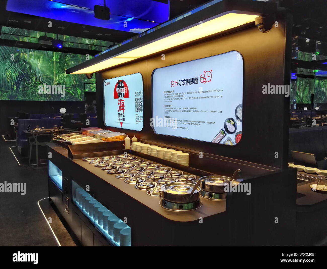 Interior view of the first AI-operated restaurant of Chinese hotpot ...