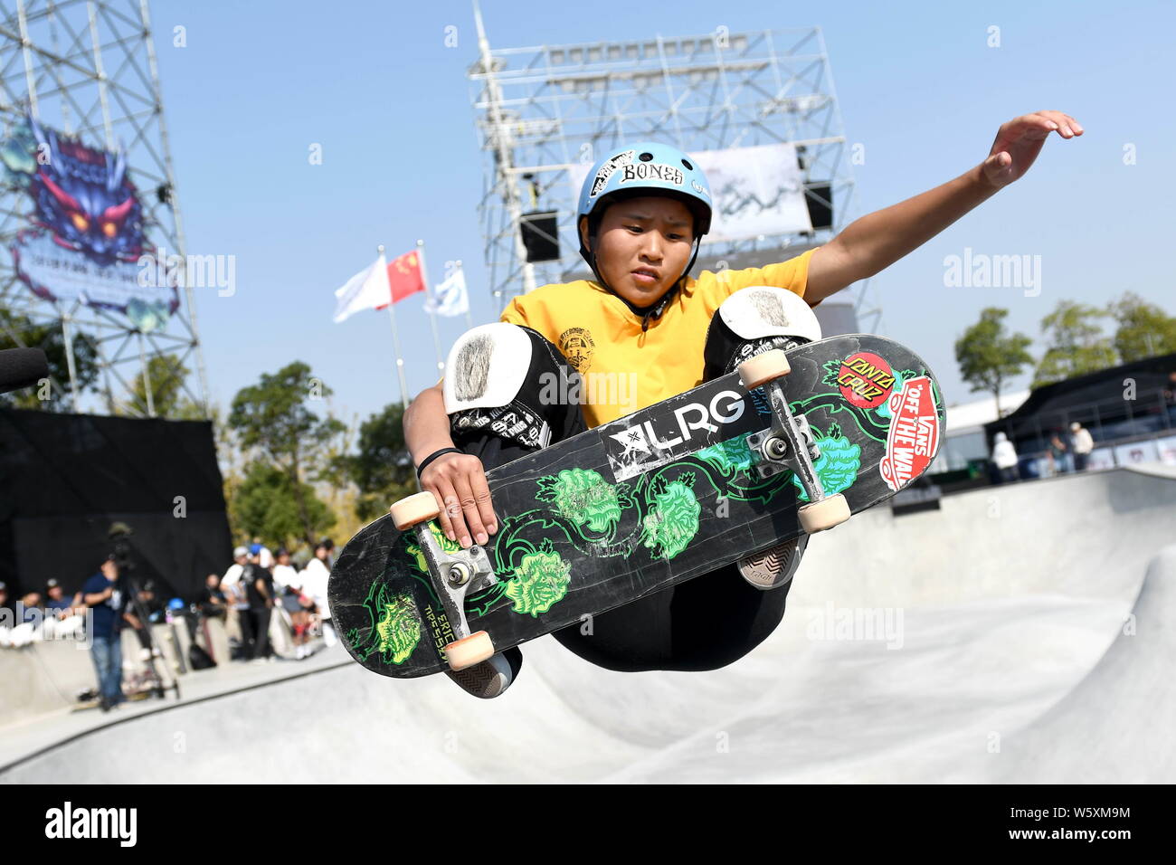 A player competes in the women's final match during the 2018 World ...