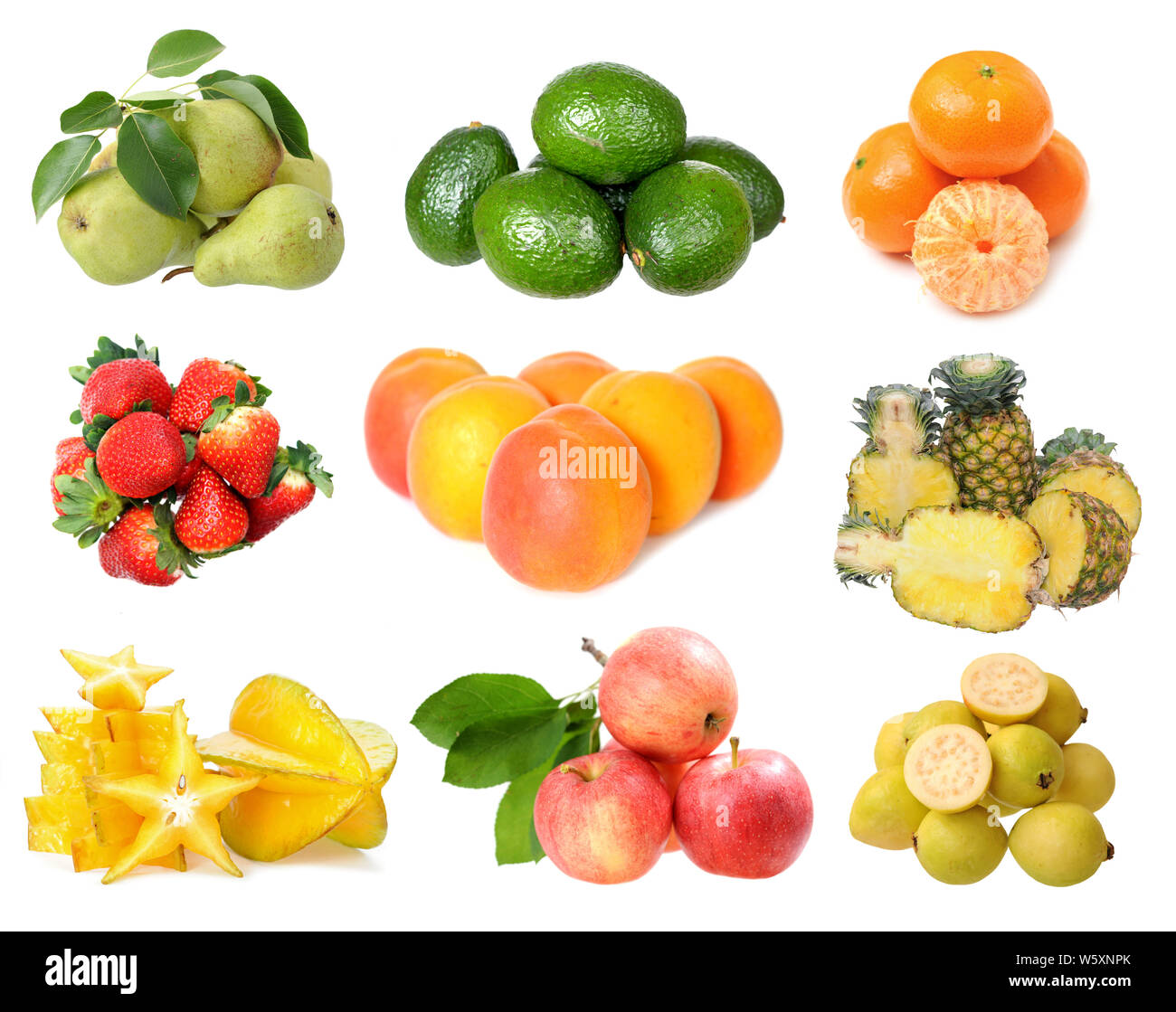 mix fresh fruit isolated on white background Stock Photo - Alamy