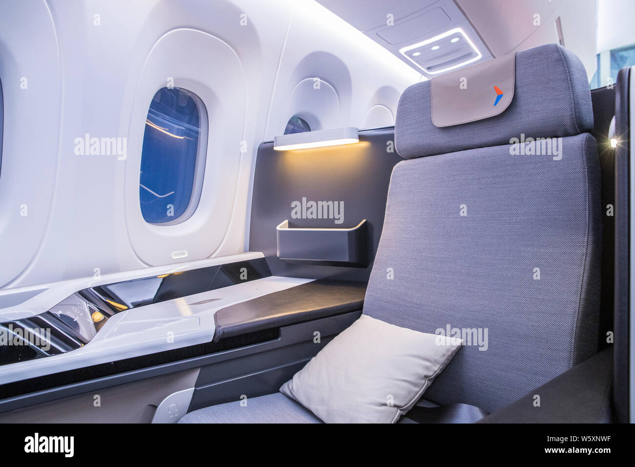 Interior view of a full-size mock-up of the CR929 widebody jet ...