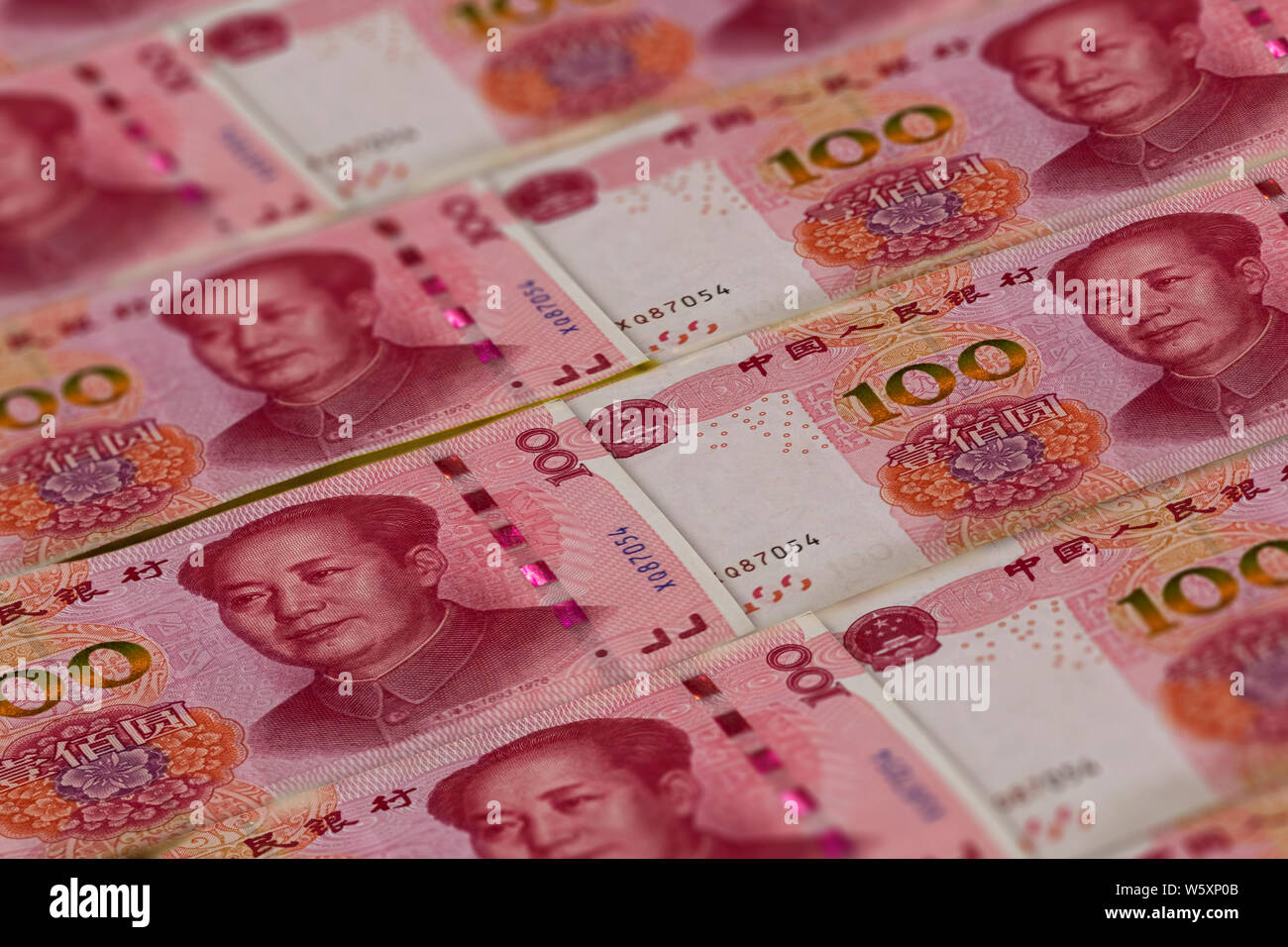 100 Chinese Renminbi banknotes background. China, Beijing Stock Photo ...