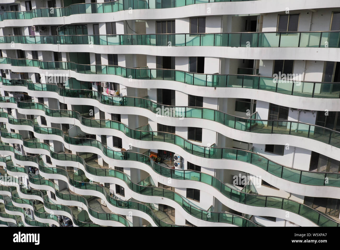 A view of an instant noodle-shaped high-rise residential apartment ...