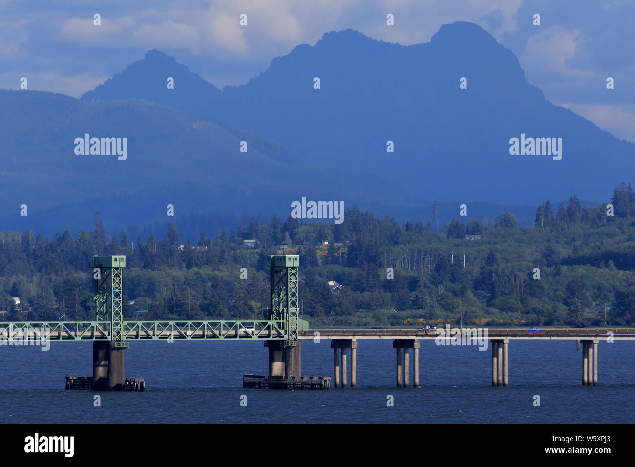 Oregon Coast Highway over Youngs Bay, Astoria, Oregon, USA Stock Photo ...