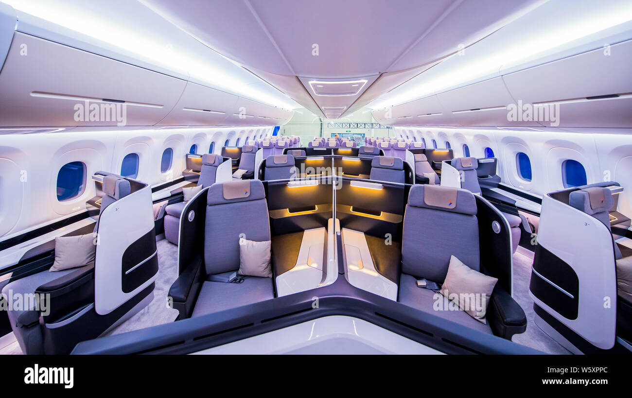 Interior view of a full-size mock-up of the CR929 widebody jet ...