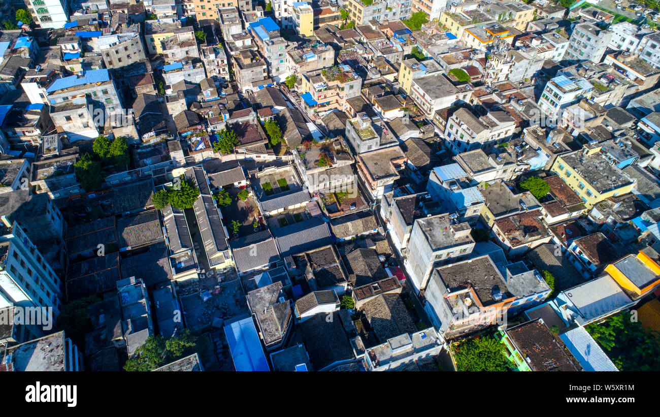 --FILE--Aerial view of the Jinhua urban village in Haikou city, south ...