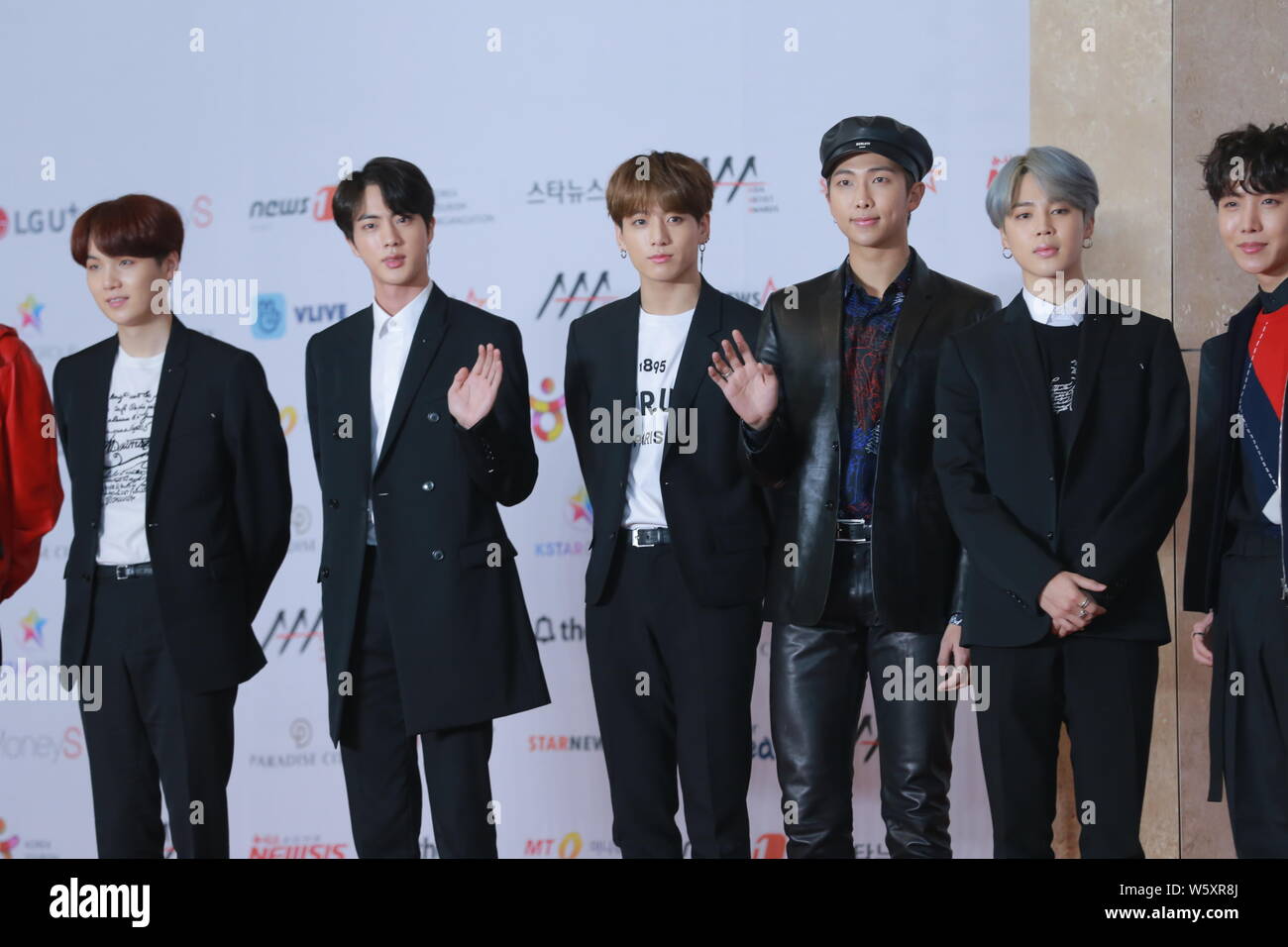 Members of South Korean boy band BTS, also known as the Bangtan Boys ...