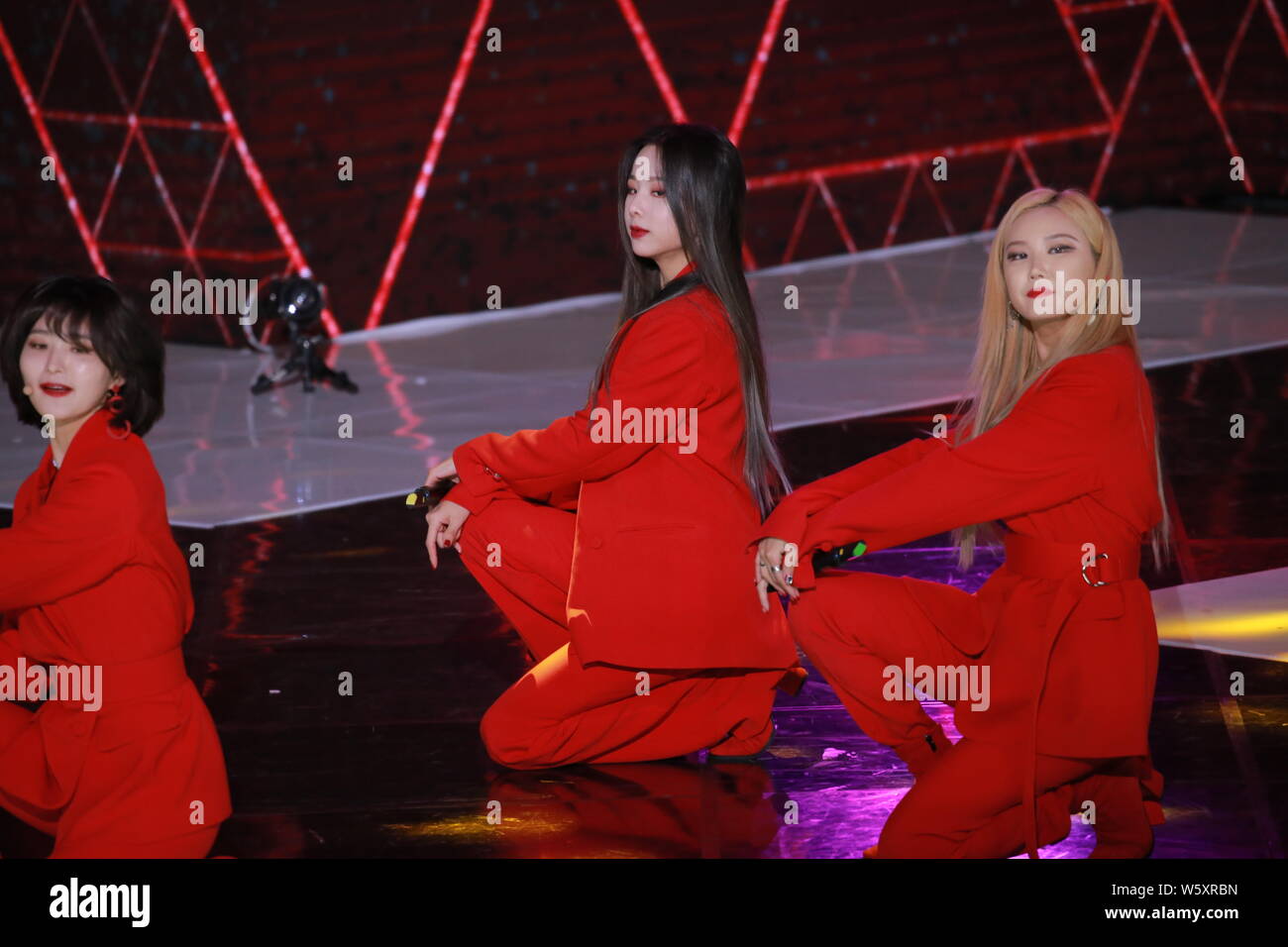 Members of South Korean girl group EXID perform during the South Korean ...