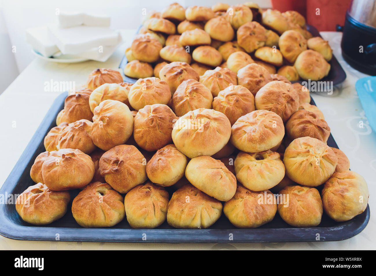 Preparation of belyashes. Traditional russian meat pies belyashi ...