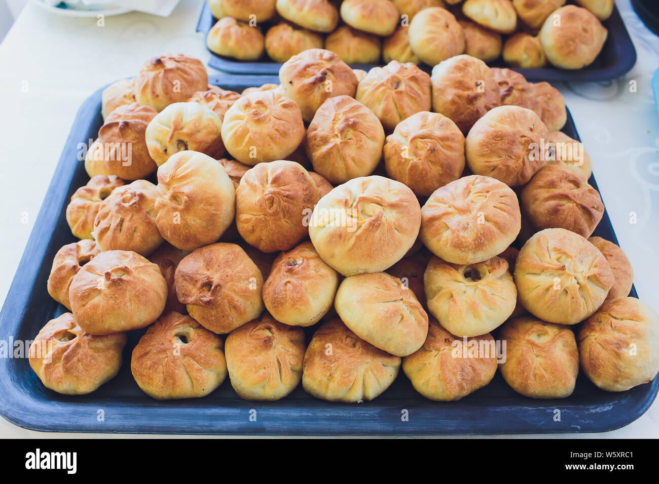 Preparation of belyashes. Traditional russian meat pies belyashi ...