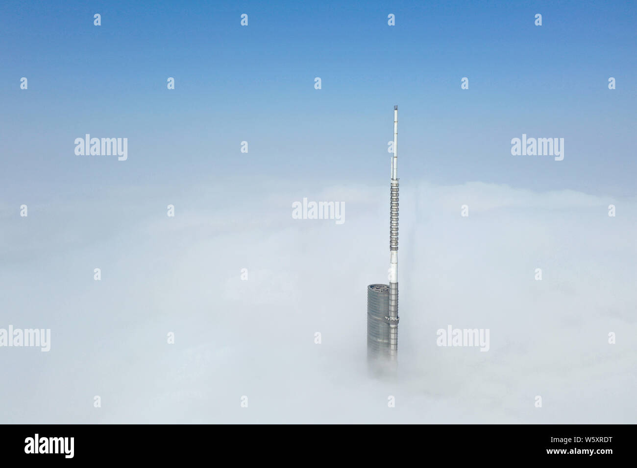 An aerial view of the 450-meter-high skyscraper Zifeng Tower piercing ...