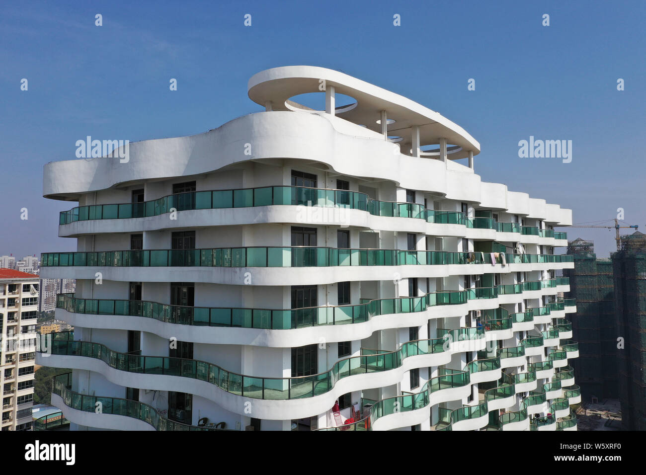 A view of an instant noodle-shaped high-rise residential apartment ...