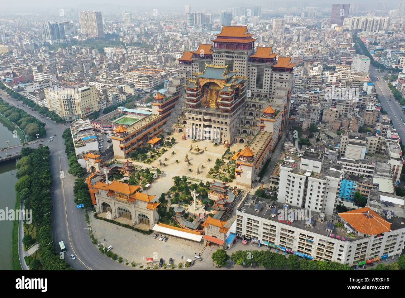 A view of the "Yun Tian Gong", known as Guangxi's "Potala Palace," with ...
