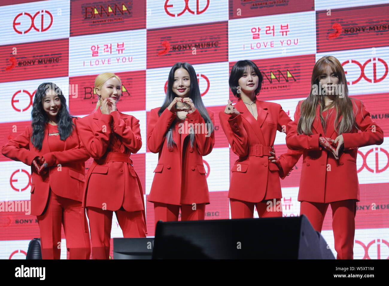 South Korean girl group EXID attends a showcase to release their ...
