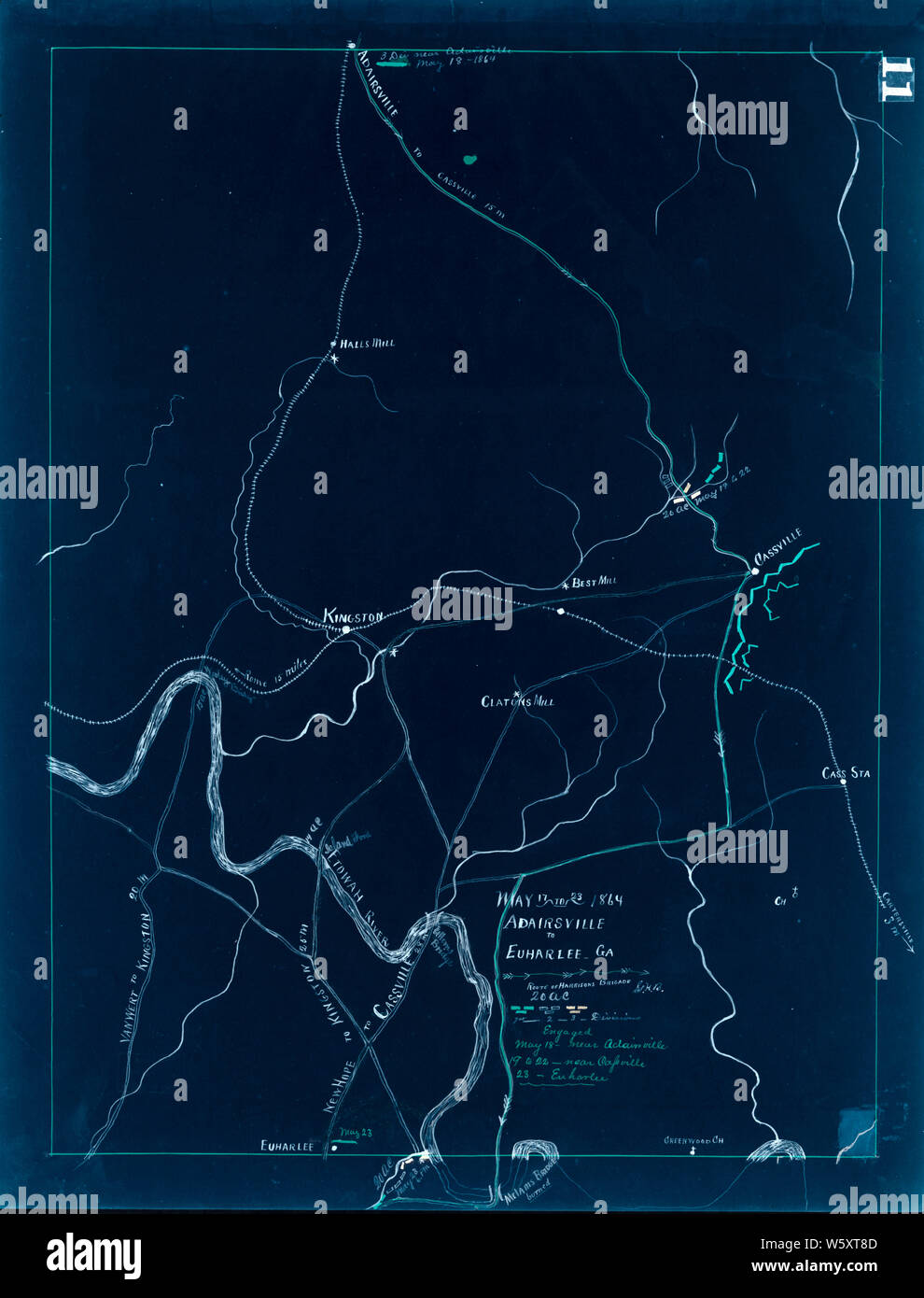 Civil War Maps 1112 May 17 to 23 1864 Adairsville to Euharlee GA route ...
